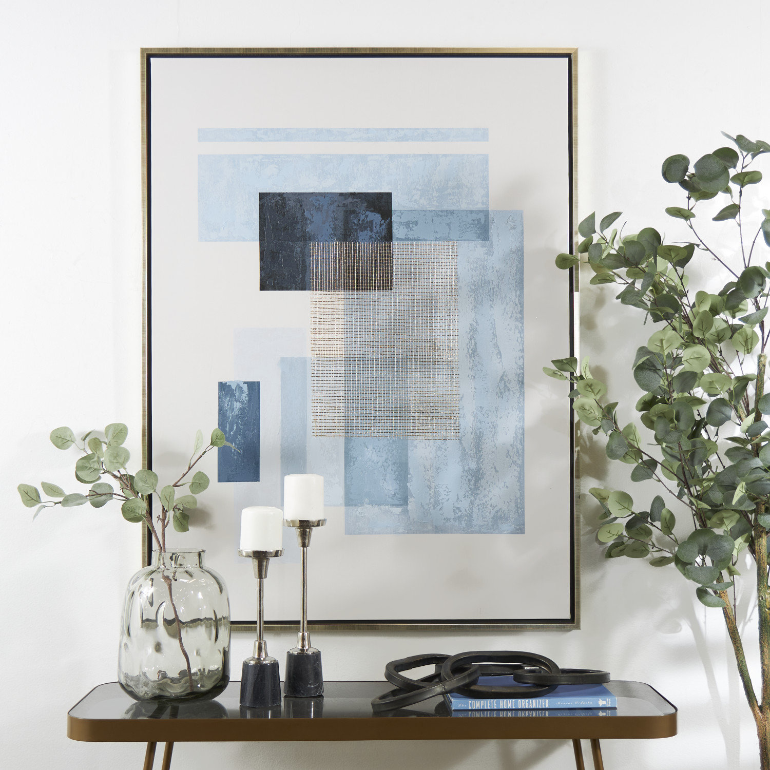 Orren Ellis Overlapping Square Geometric - Floater Frame Graphic Art on Canvas | Wayfair